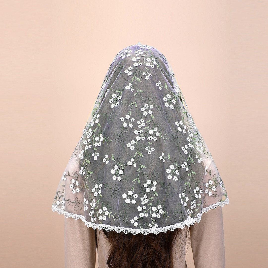 D Shape Daisy Lace Mantilla Veil: Catholic Church Head Covering - Etsy