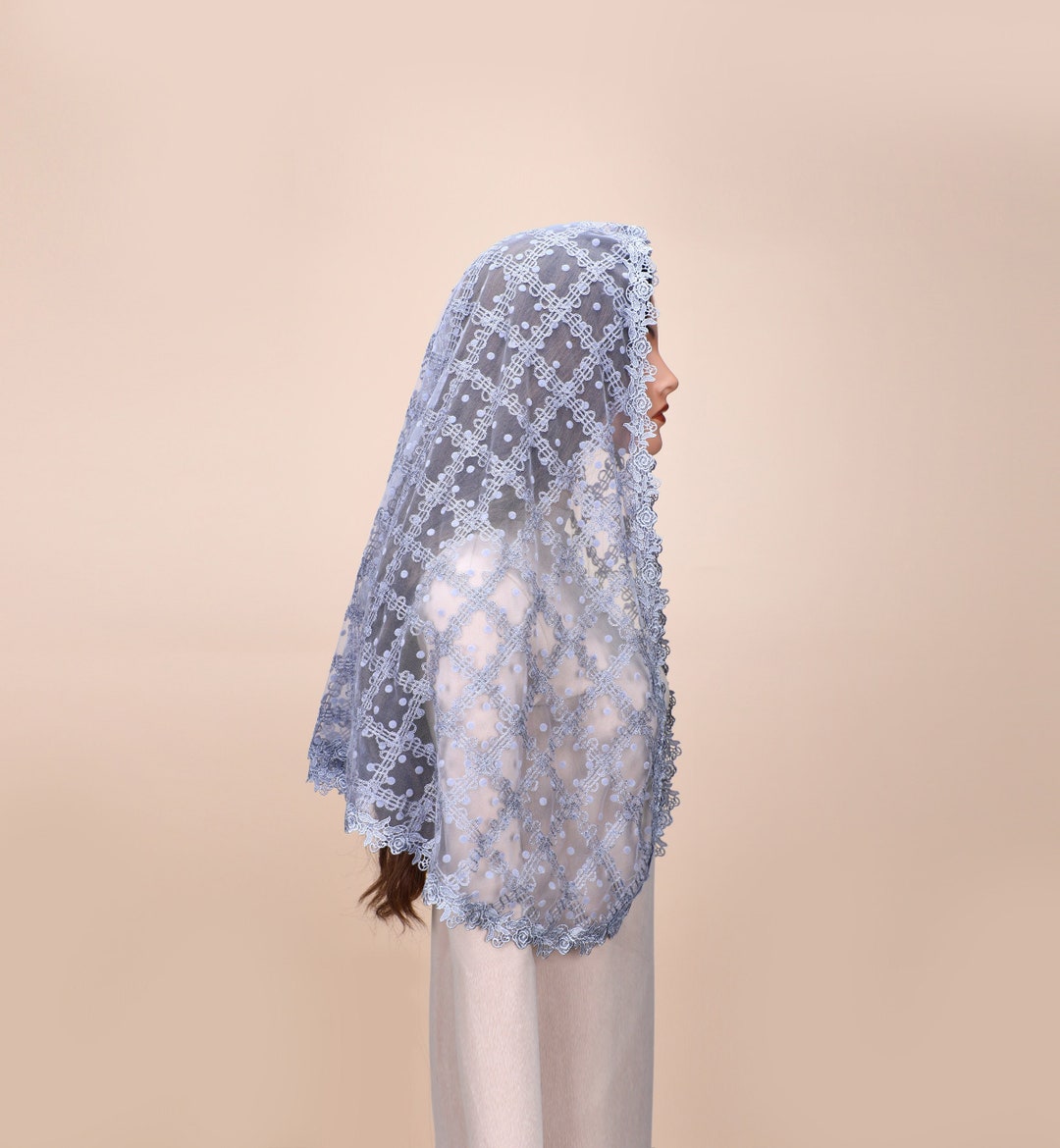 Catholic D-shape Mantilla Veil: Spanish Style Lace Chapel Head Covering ...