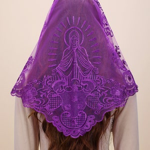Catholic Lace Mantilla Veil: Marian Apparitions Embroidery Spanish ...
