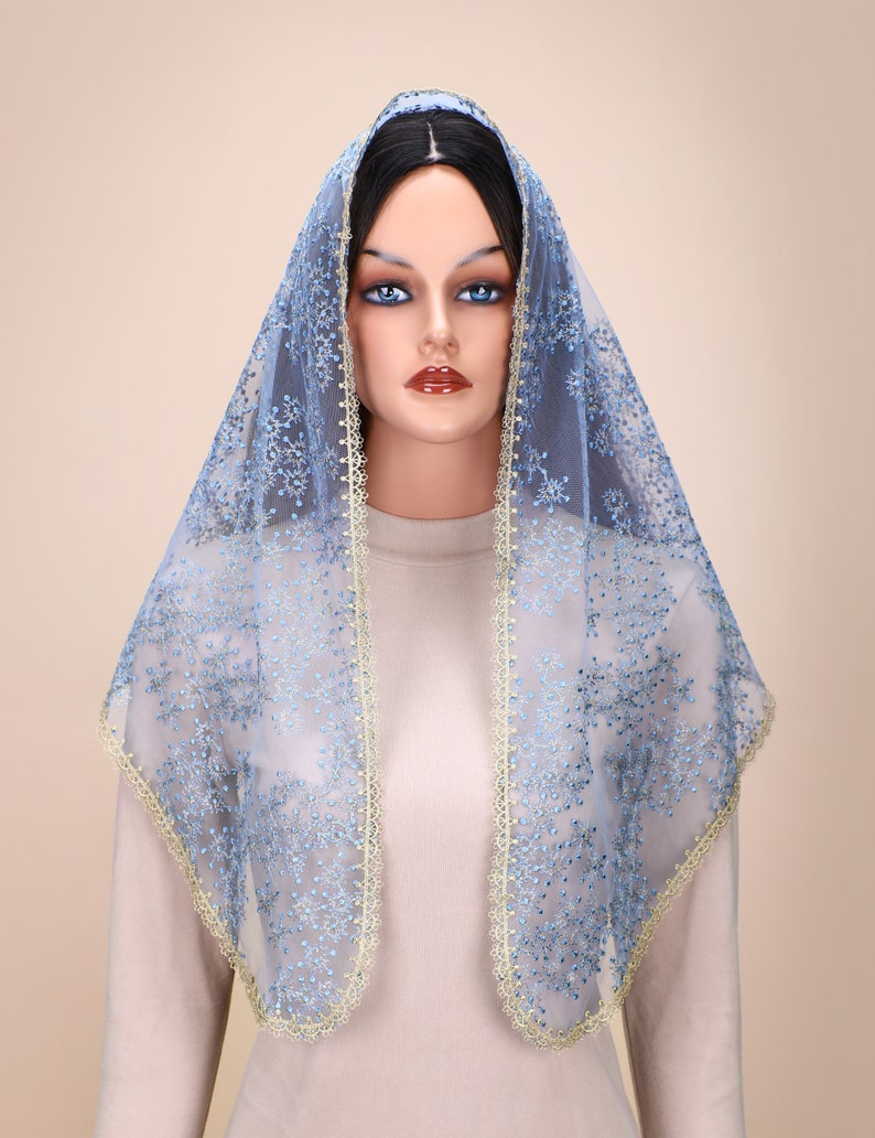 Church Mantilla Catholic Veil, Triangle Shape Chapel Lace Head Covering ...