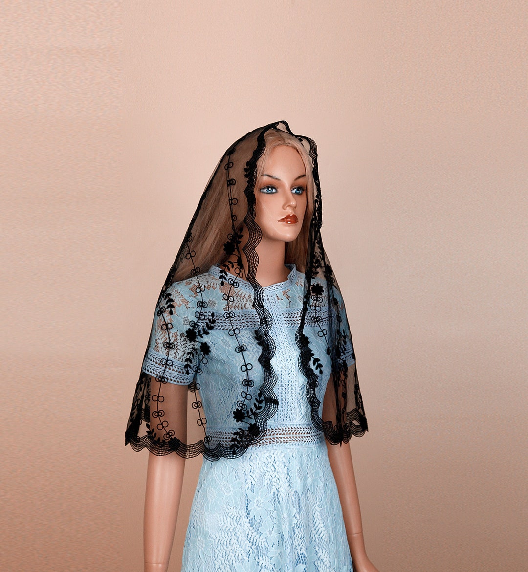 Traditional Catholic Church Veils, Black or White Little Flower ...