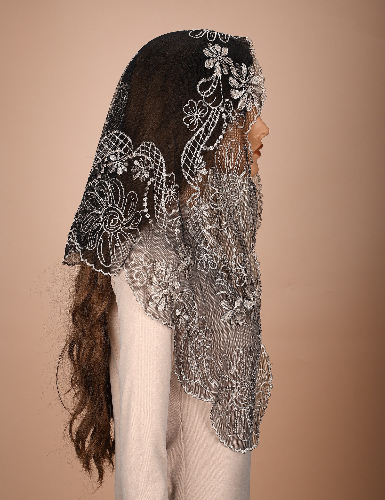 Triangle Catholic Chapel Veil: Bible Cross Sunflower Embroidery Mass ...