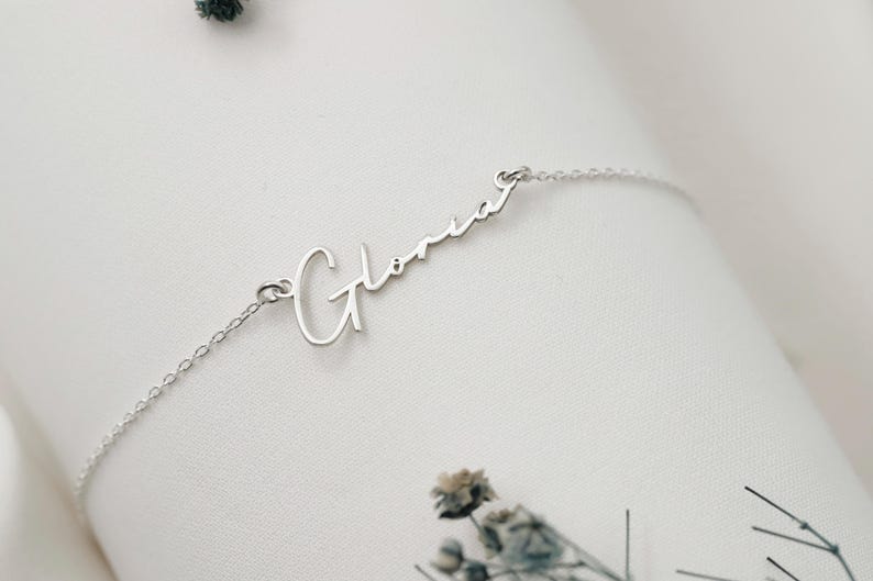 Collar personalizado con nombre y escritura a mano: chapado en oro de ...