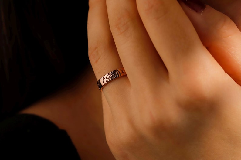 Custom Birth Flower Ring: Sterling Silver Stacking Ring, Personalized ...
