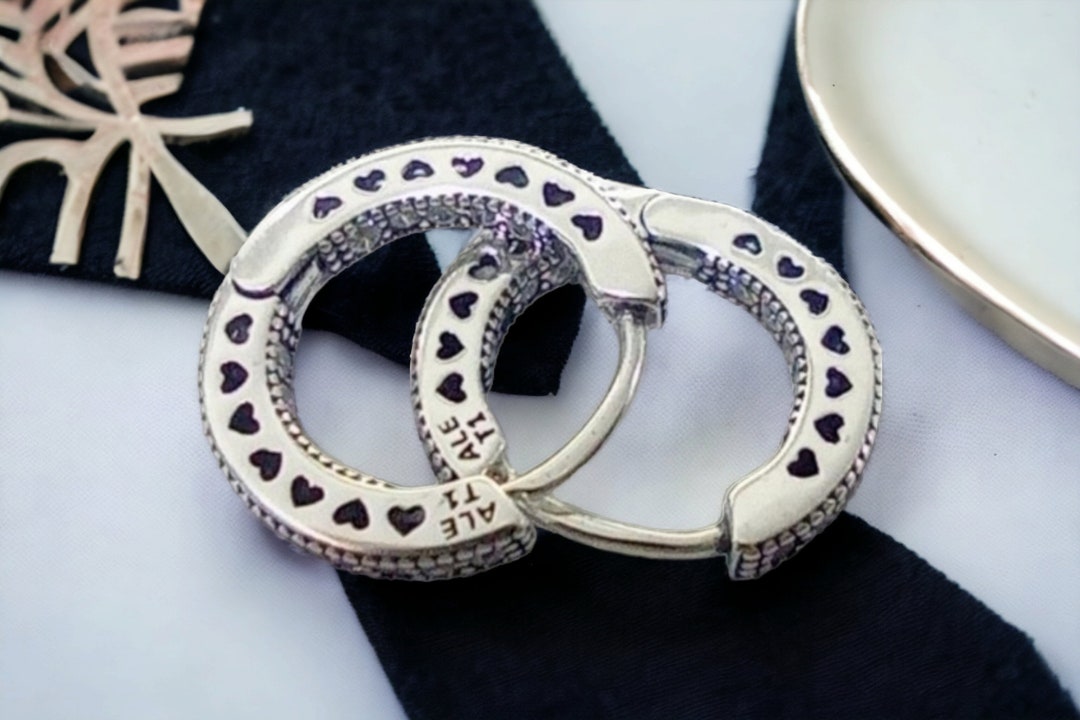 PANDORA Earrings Pandora Silver Hearts of Hoop Earrings S925 ALE - Etsy