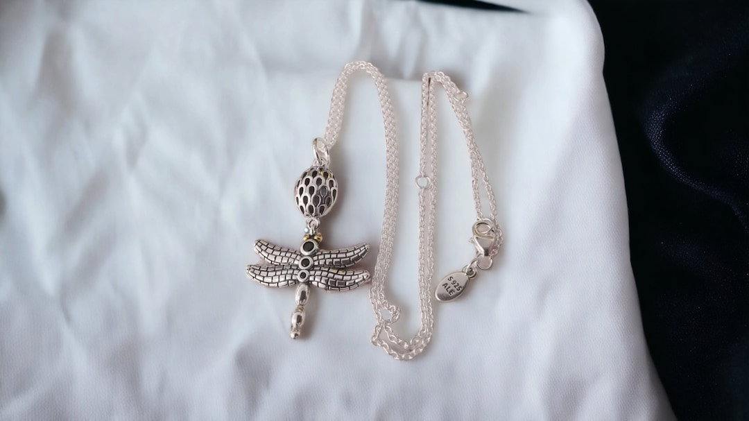 Pandora Necklace Stunning Rare Dragonfly Sterling Silver S925 Set-70cm ...