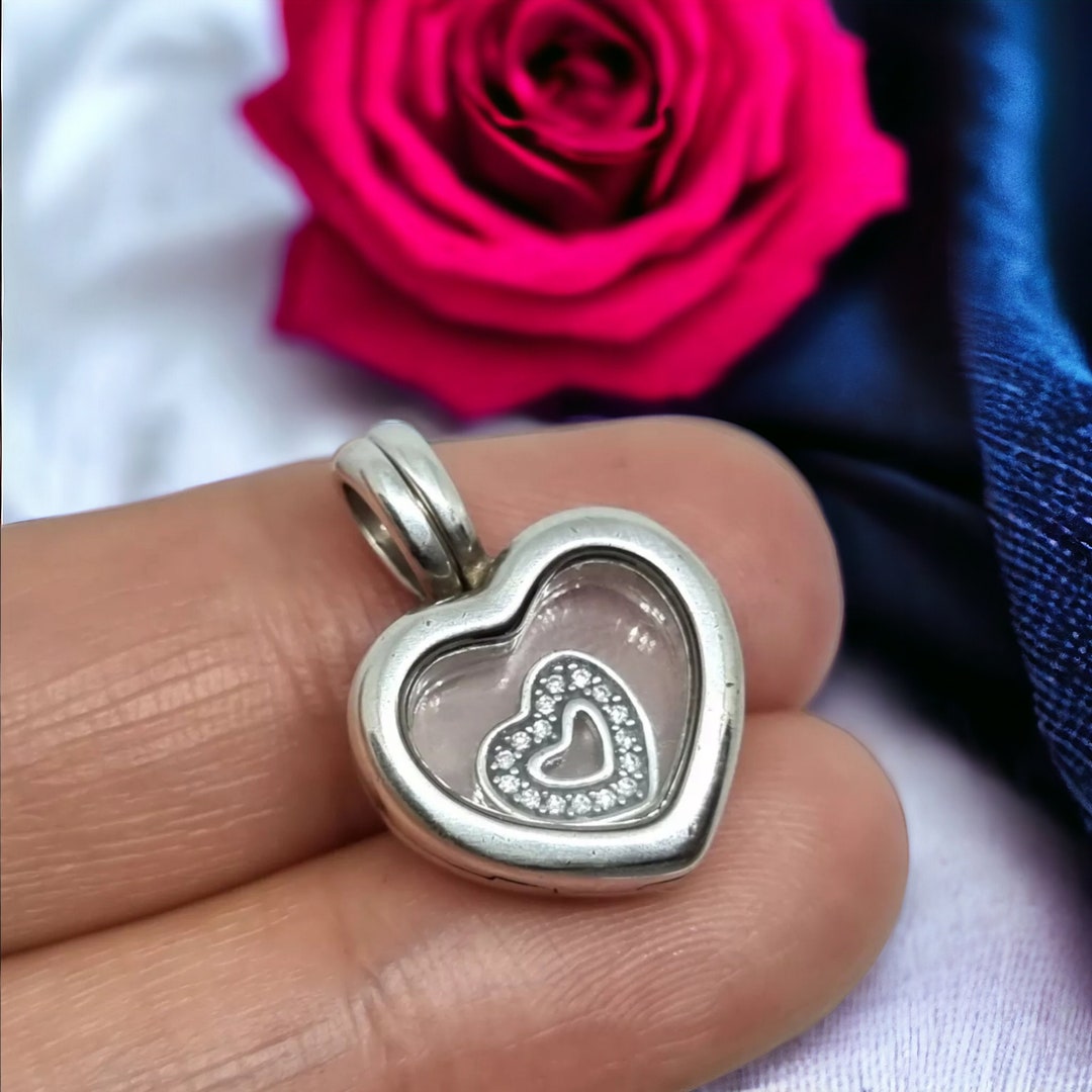 Pandora Silver Charm Floating Heart Locket - Etsy