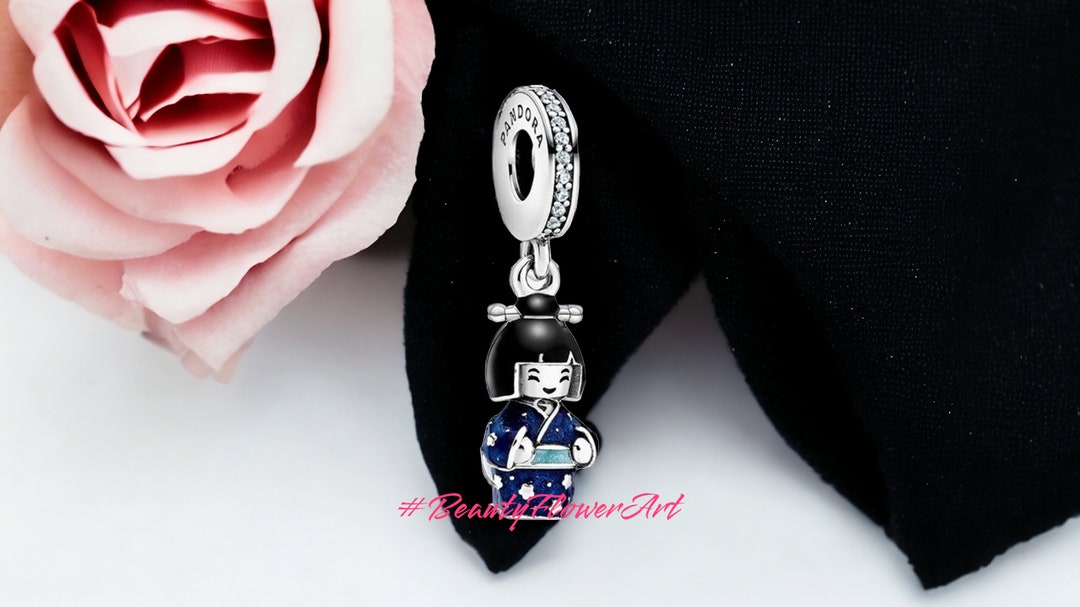 PANDORA 925 Japanese Doll Blue Kimono Geisha Charm Pendant 798595C01 - Etsy