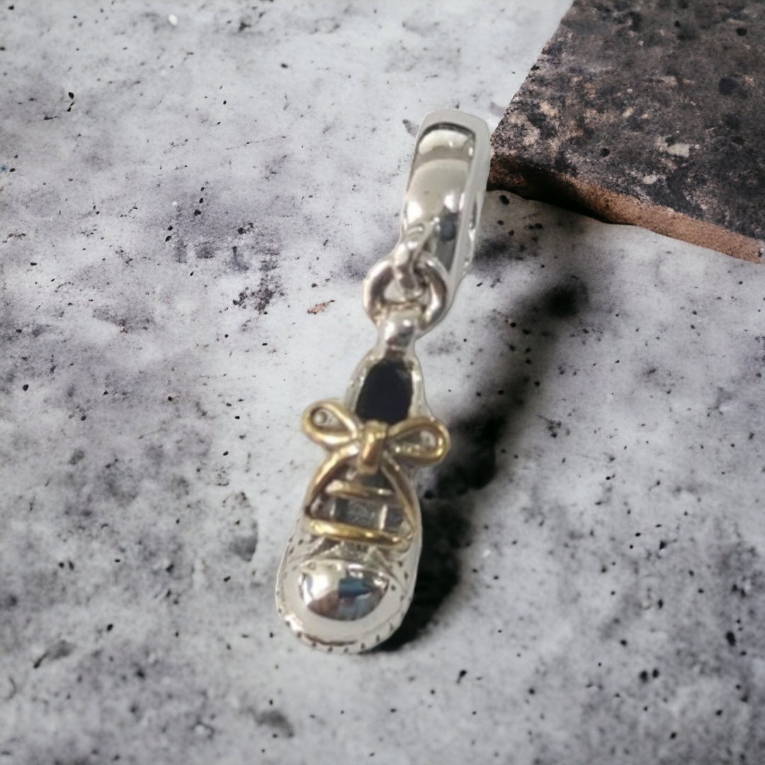 Pandora Charm Silver and Gold Baby Bootie/shoe - Etsy