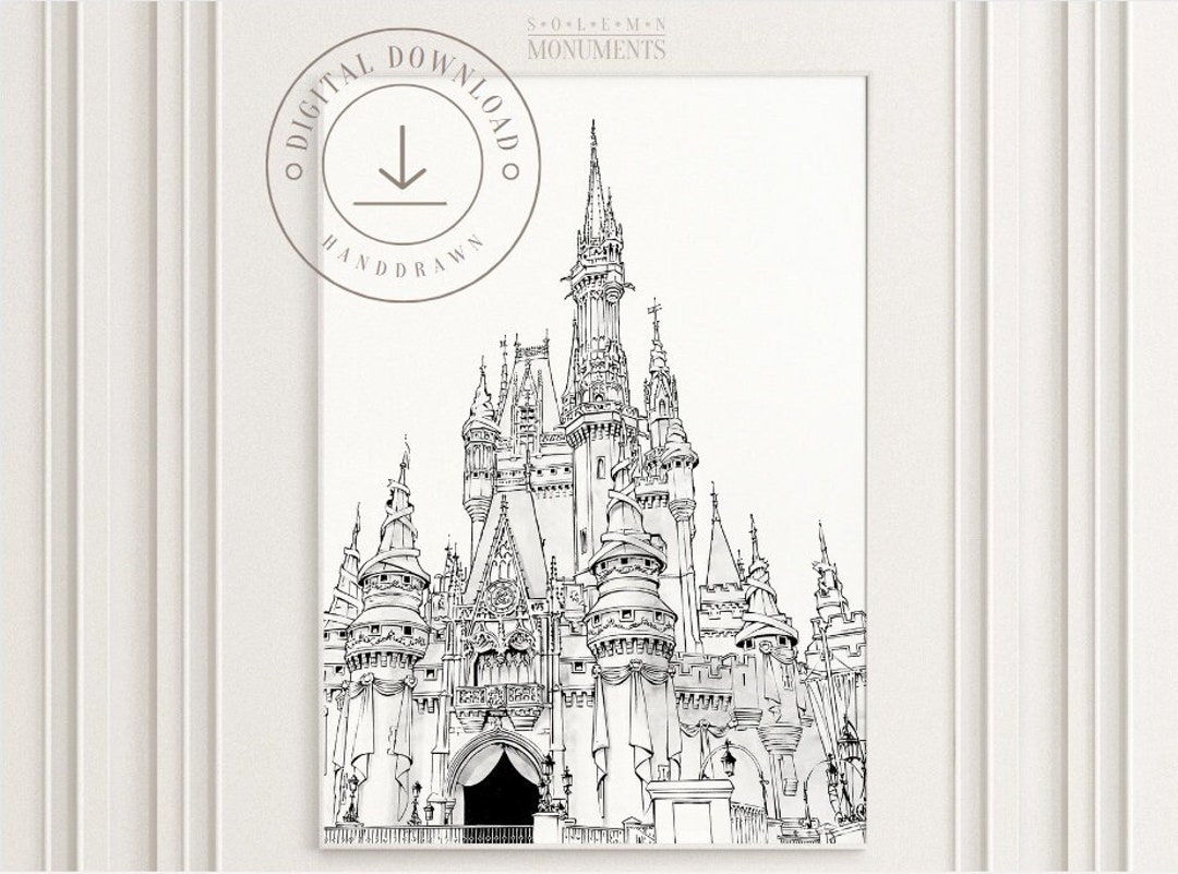 Orlando - Cinderella Castle | Handmade Sketch | Architectural Drawing ...