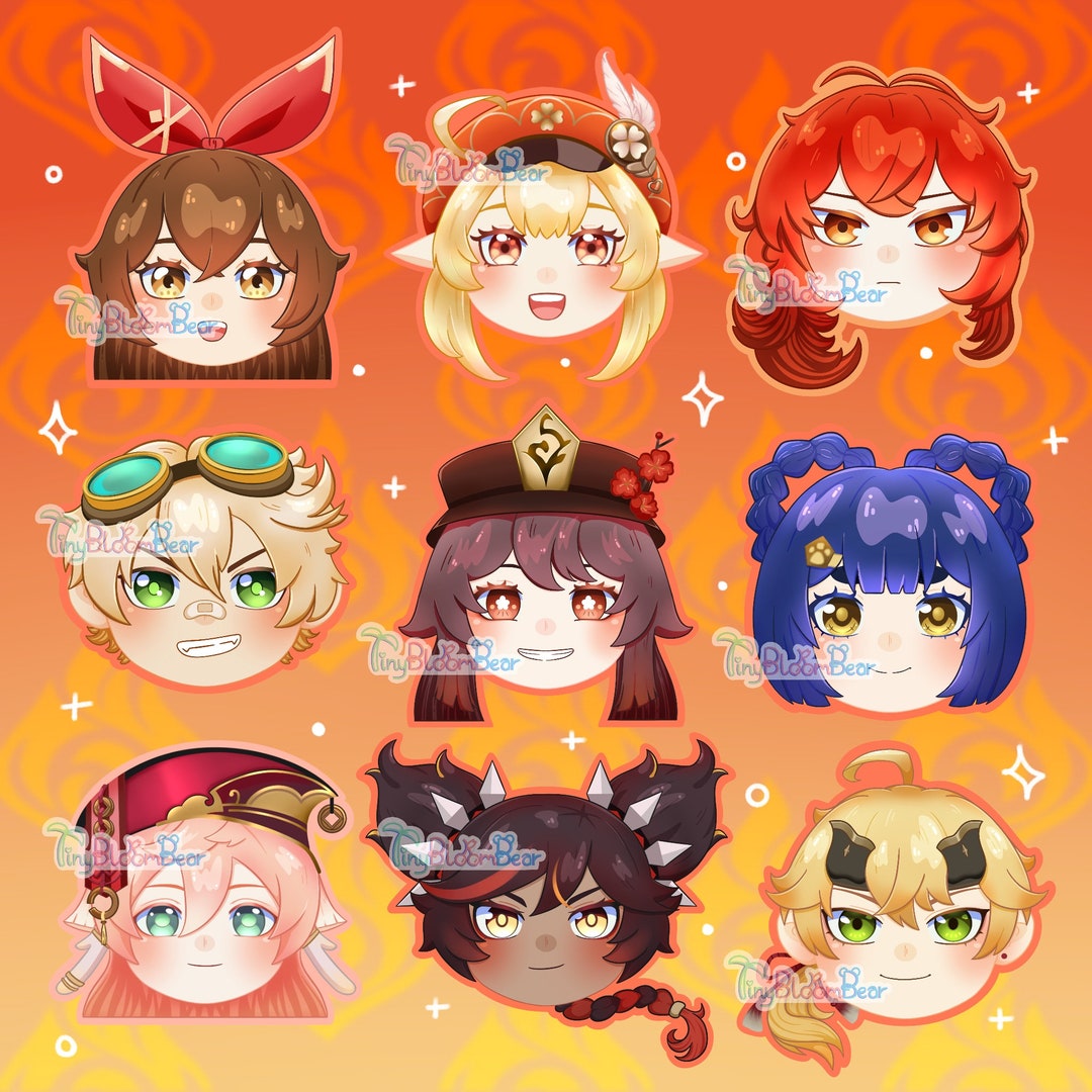 Genshin Impact Cute Chibi Head Waterproof Glossy Vinyl Sticker Pyro - Etsy
