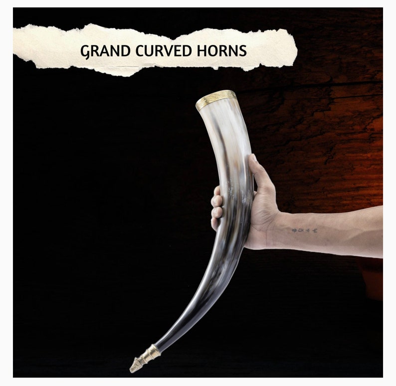 FENRIR Viking Drinking Horn With Stand Fathers Day Gift for Ale Mead ...