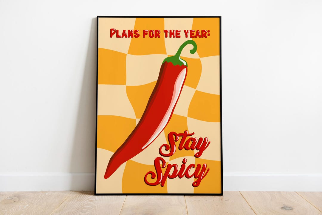 Hand-drawn Chili Retro Poster (printable Kitchen Wall Art) - Etsy