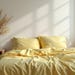 Pastel Yellow Sateen Bedding Set 1 Duvet Cover and 2 Pillowcases Cotton ...