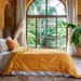 Marigold Soft Medium Weight Linen Bedding Set Duvet Cover 2 Pillowcases ...