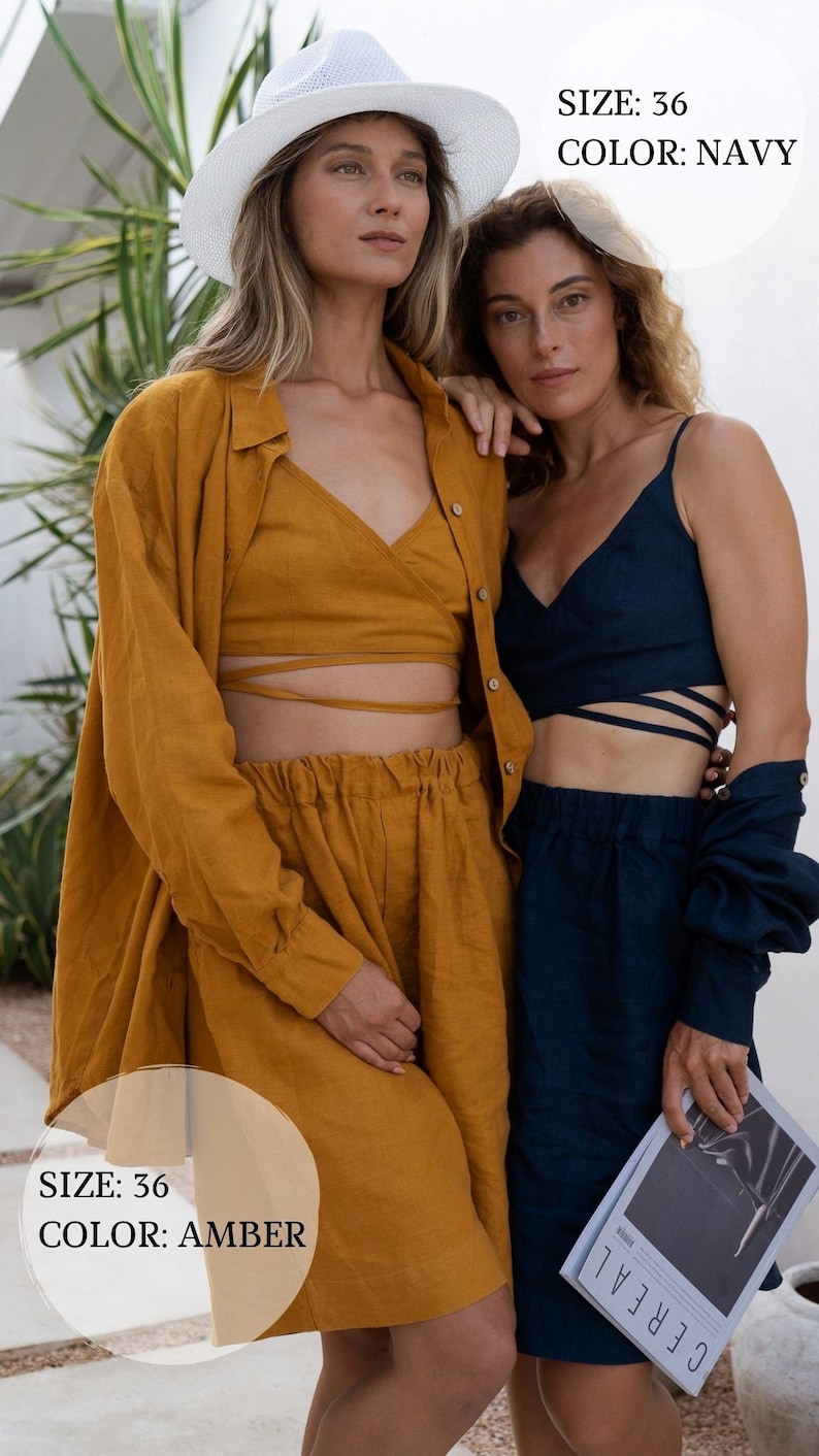 White Linen Wrap Crop Top liana Summer Elegant - Etsy