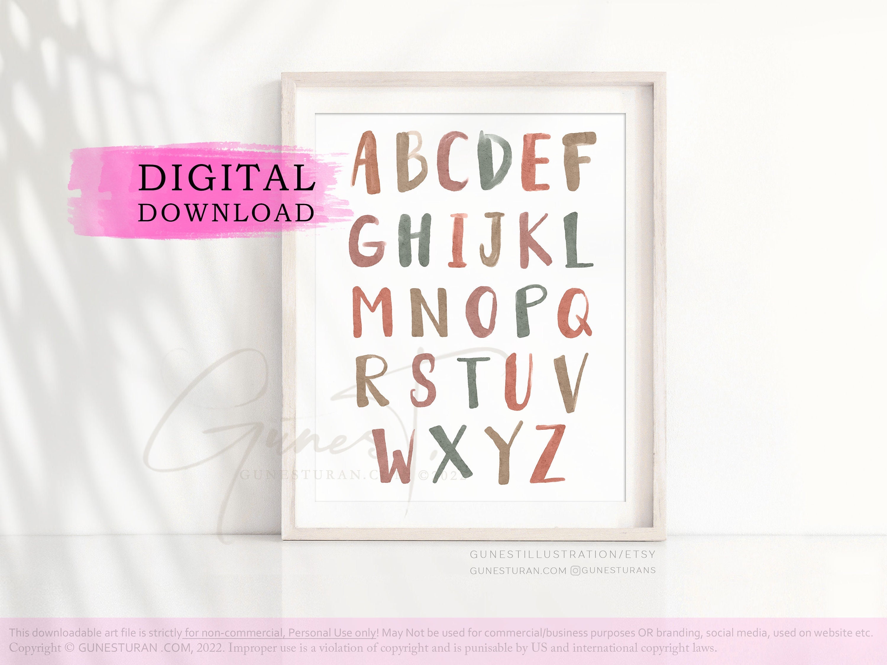 ABC for Kids Watercolor Alphabet Printable Nursery Wall Art - Etsy