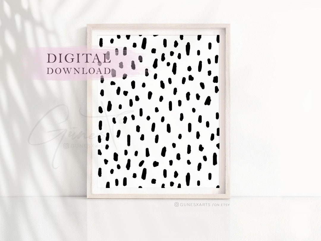 Dots Art Print / DIGITAL, PRINTABLE Wall Art / Black Dots Abstract ...