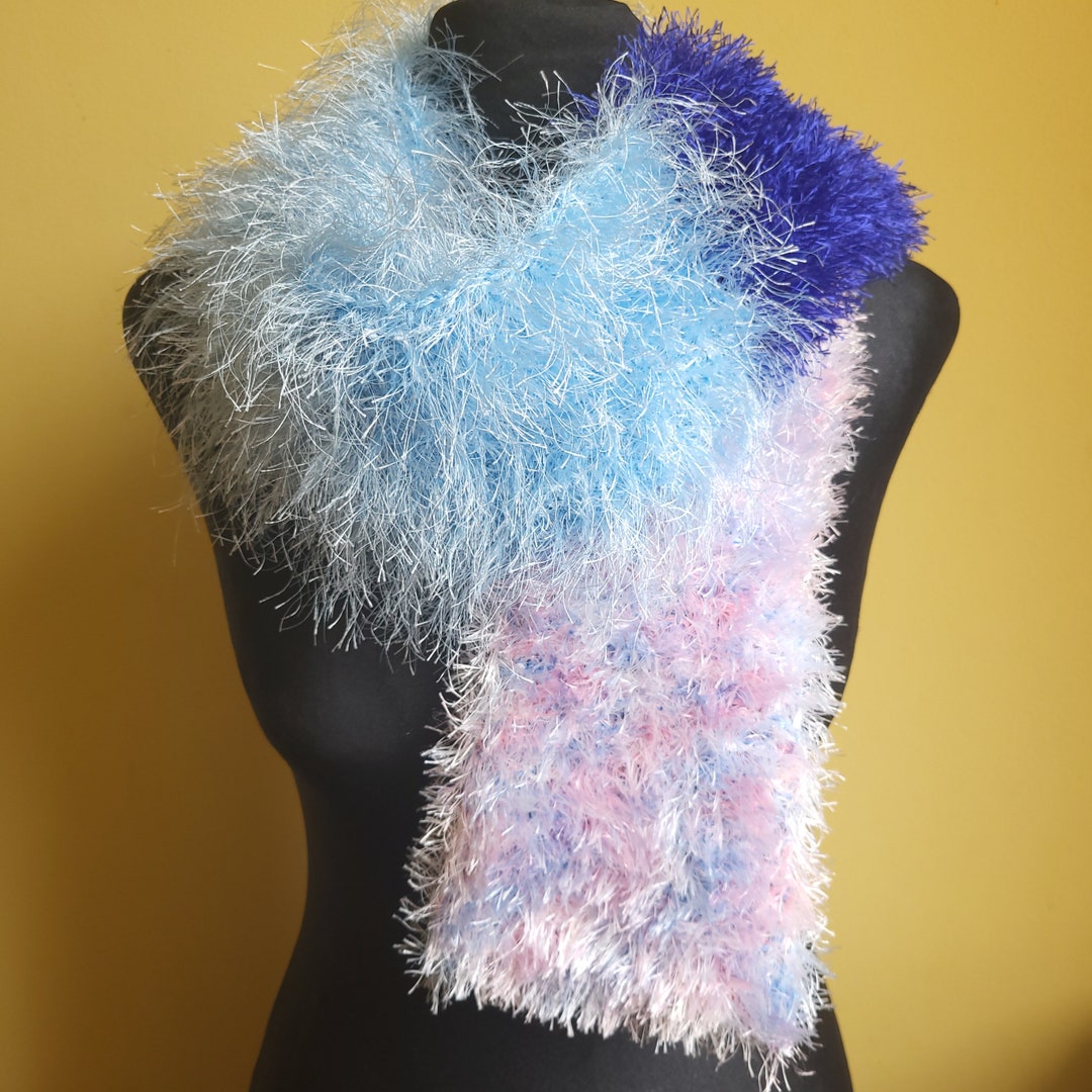 90s Theme Party Idea Hand Knit Boa Multicolored Scarf Eyelash Yarn Boa ...
