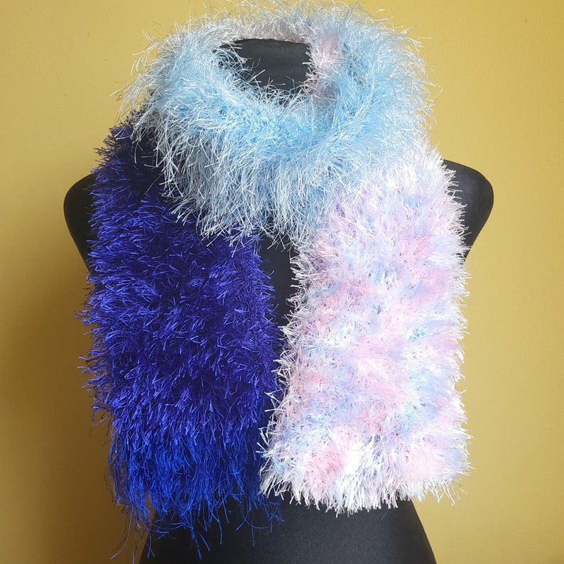 90s Theme Party Idea Hand Knit Boa Multicolored Scarf Eyelash Yarn Boa ...