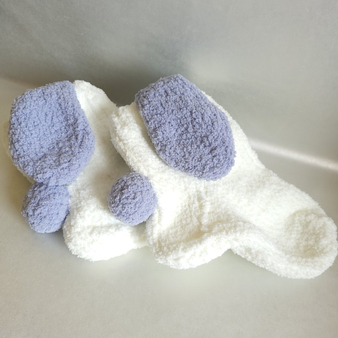 Cute Comfy Socks Hand Knit Fluffy Bunny Ears Socks Women and Teen Socks ...