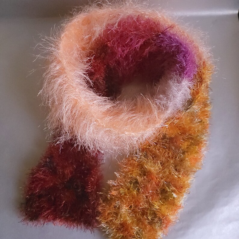 90s Theme Party Idea Hand Knit Boa Multicolored Scarf Eyelash Yarn Boa ...