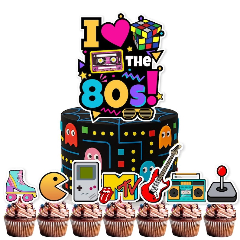 Instant Download Printable Birthday Cake Topper | Digital File for 80s ...