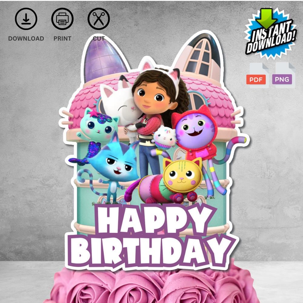 Instant Download Printable Birthday Cake Topper | Digital Download Kids ...