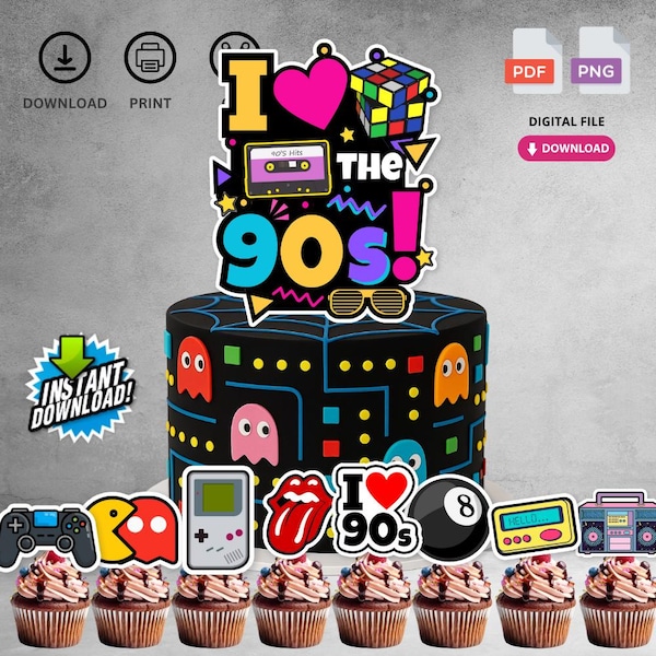 Retro 90s Cake Decor - Etsy UK