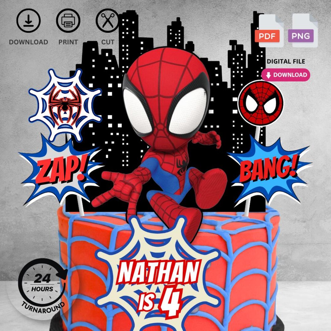 Personalized Printable Spidey DIY Birthday Cake Topper | Digital ...
