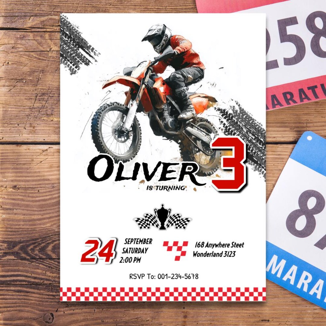 Editable Printable Motorbike Birthday Invitation Card | Digital ...