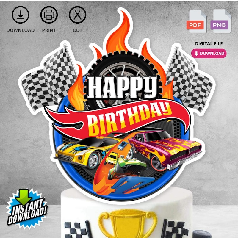 Hotwheels Racing Cake Topper - Etsy UK