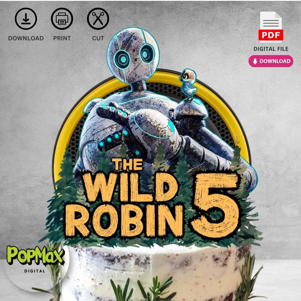 Personalized Printable Robot Birthday Cake Topper | Digital Download ...