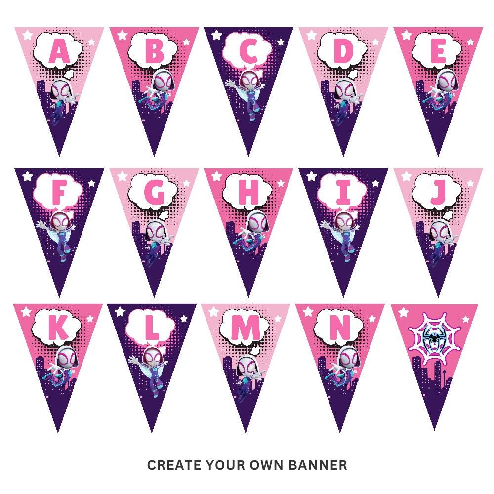 Instant Download Printable Gwen Ghost Theme Birthday Party Banner ...