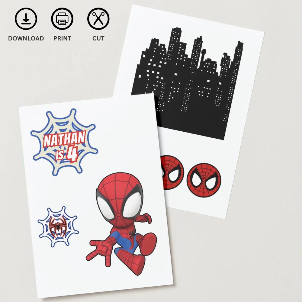 Personalized Printable Spidey DIY Birthday Cake Topper | Digital ...