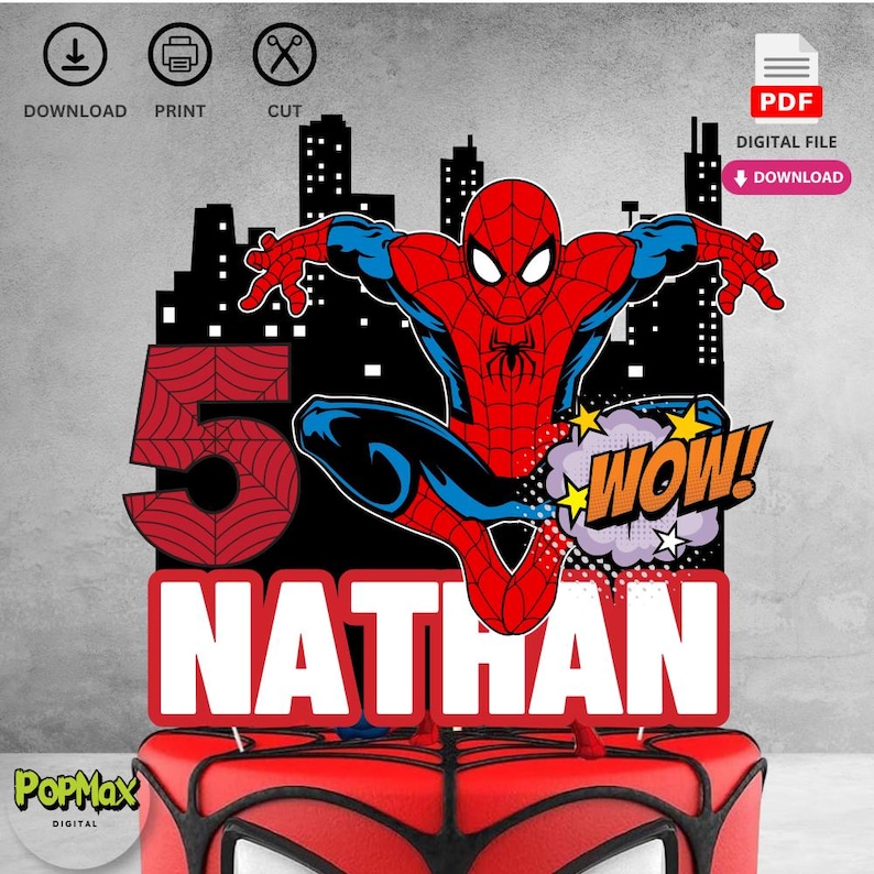 Personalized Printable Super Hero Birthday Cake Topper | Digital ...