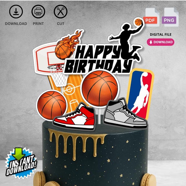 Basketball Cake Topper - Etsy
