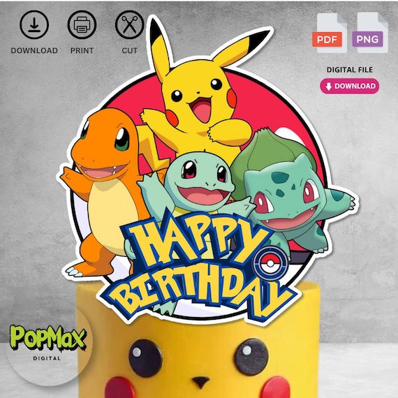 Printable Pokemon Birthday Cake Topper Template Diy Bobotemp