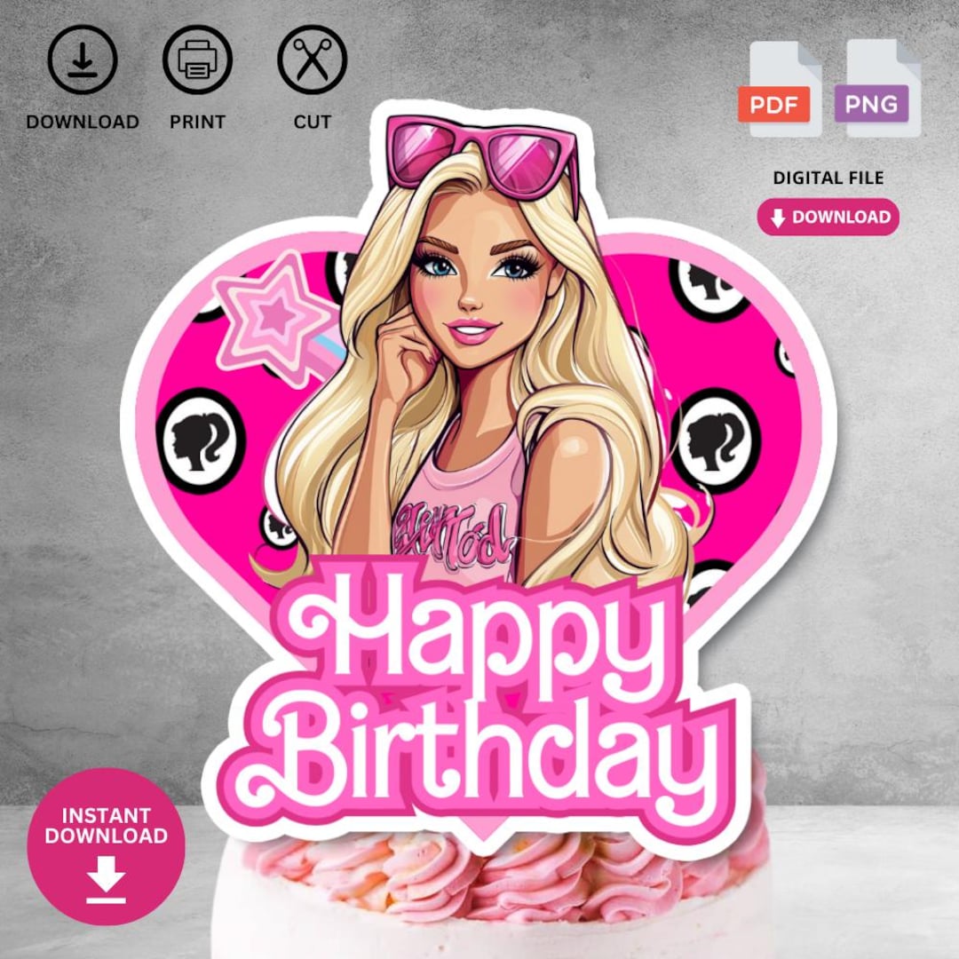 Instant Download Printable Birthday Cake Topper | Digital File for ...