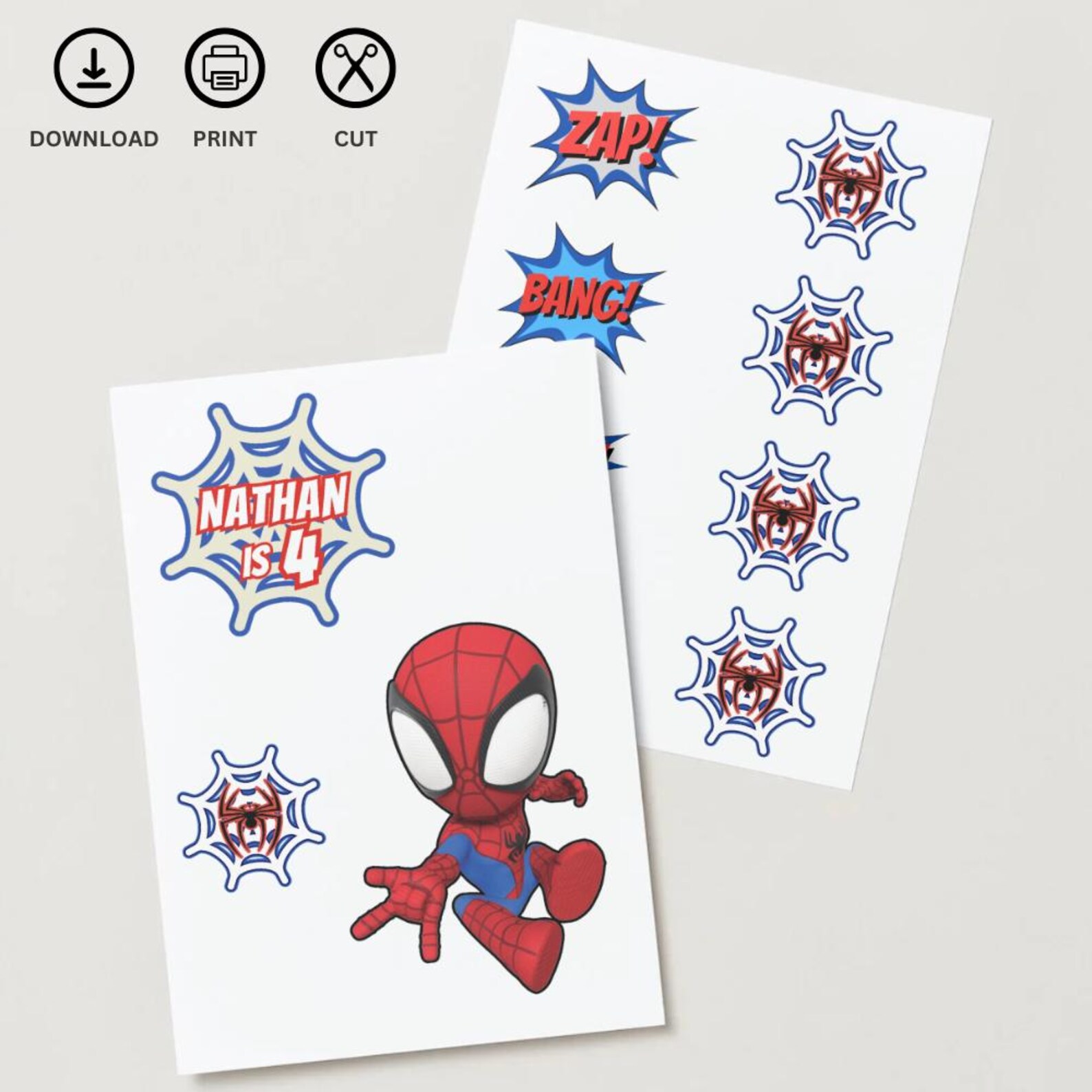 Personalized Printable Spidey DIY Birthday Cake Topper | Digital ...
