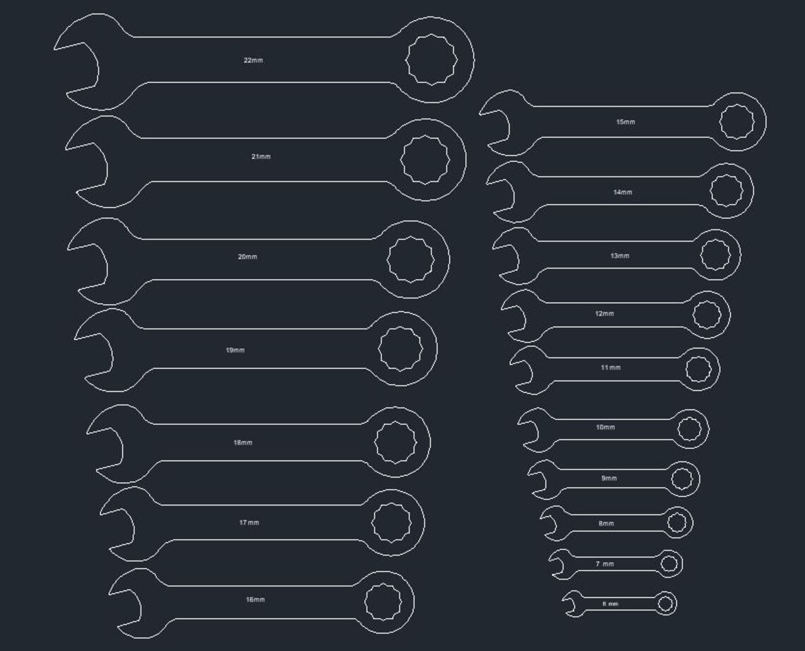 Spanner Set Combination DXF 6mm to 22 Mm - Etsy