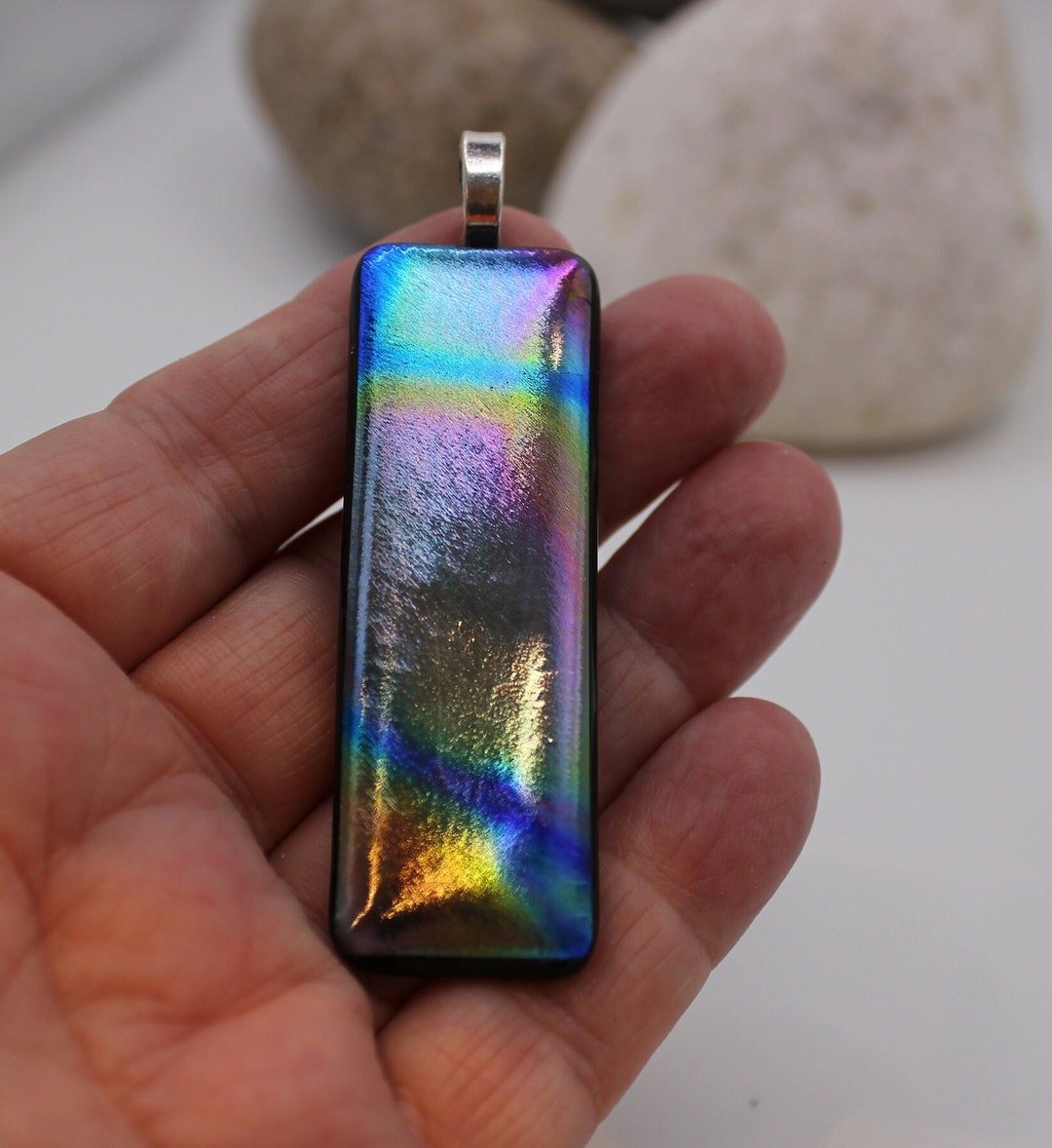Rainbow Dichroic, Fused Glass Pendant, Fused Glass Jewellery, Jewellery ...