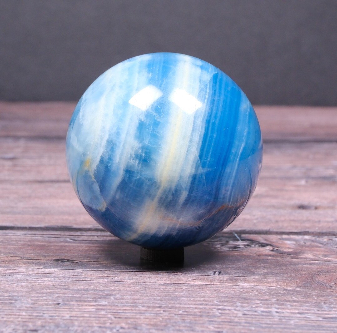 Blue Onyx Sphere 52mm Crystal Sphere - Aquatine Lemurian Calcite - Etsy