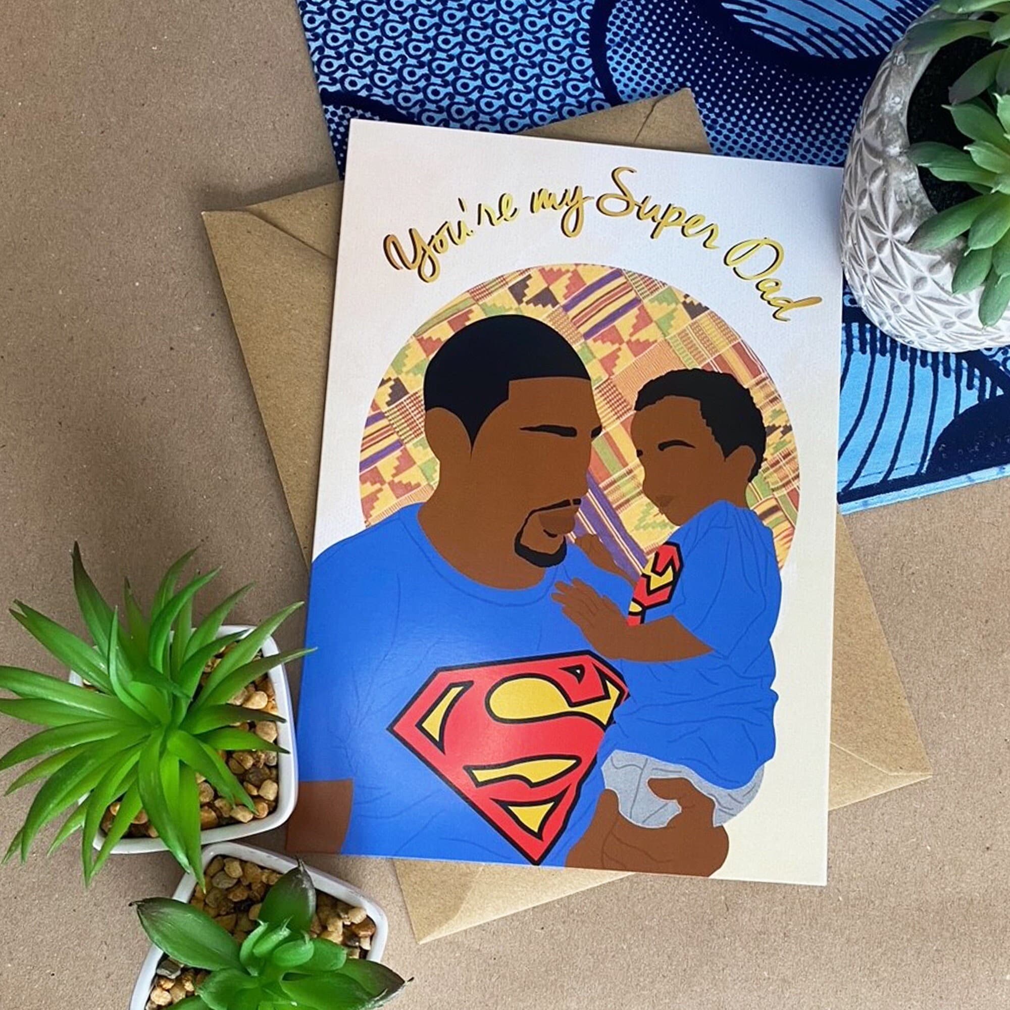 Black Father's Day Card, Super Dad, Boy Dad, Black Father, Classy ...