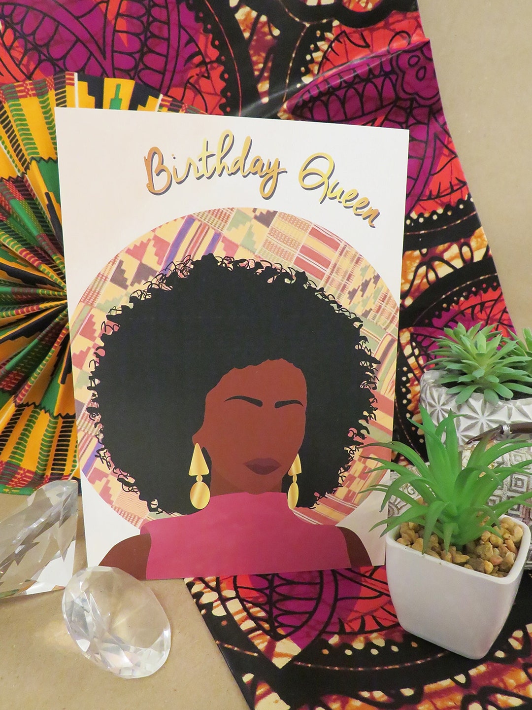 Black Girl Afro Birthday Card Black Woman Black Greeting - Etsy