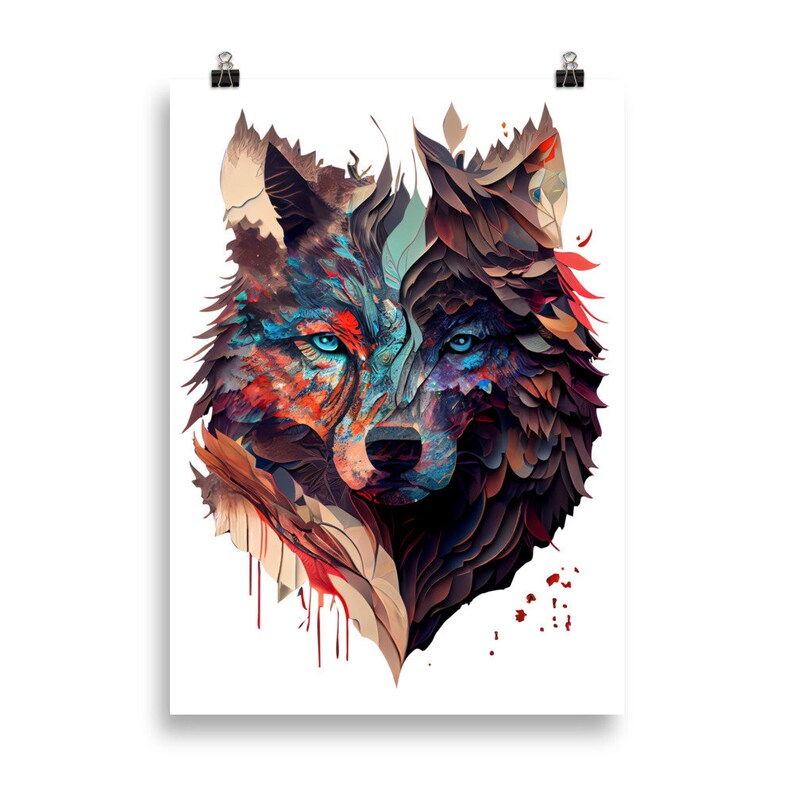Colorful Wolf Wall Art, Fantasy Animal Poster, Inspirational Wolf ...