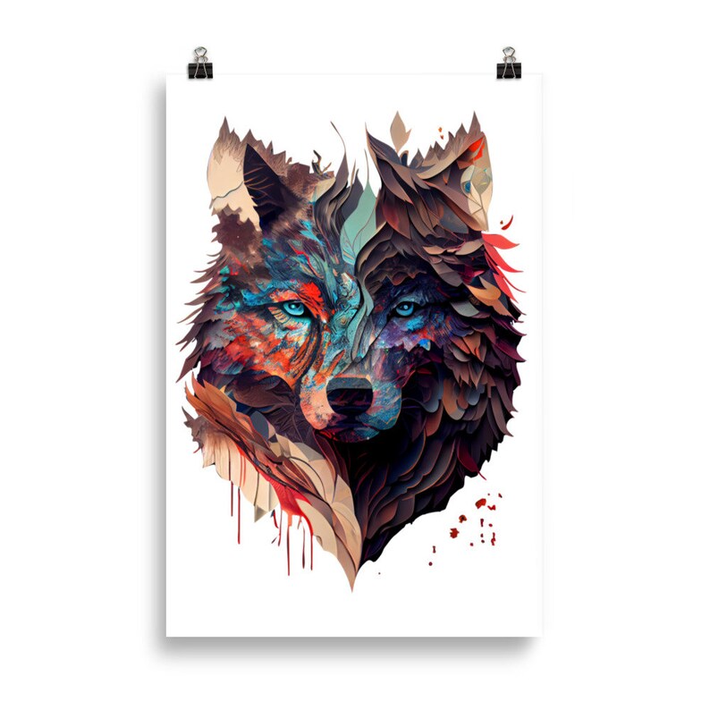 Colorful Wolf Wall Art, Fantasy Animal Poster, Inspirational Wolf ...