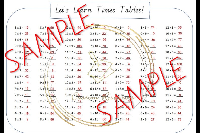 Times Tables Worksheet, Maths Drills, Multiplication, Tables ...