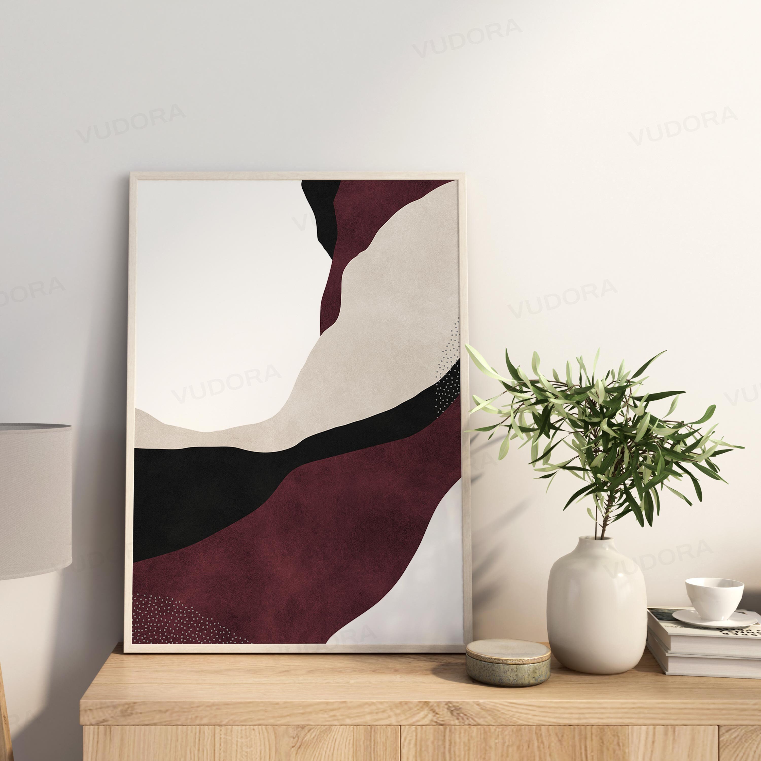 3 Piece Wall Art, Dark Red Wall Art, Printable Wall Art, Set of 3 ...