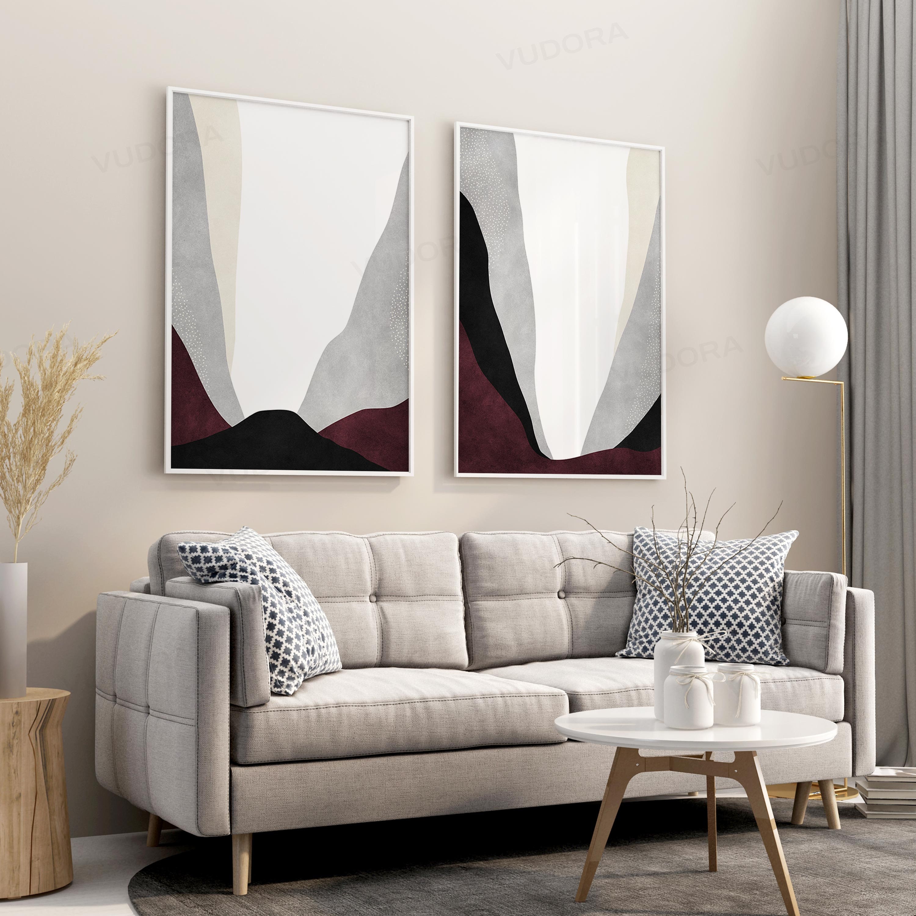 Burgundy Wall Art, Set of 2 Wall Art, Geode Wall Art, Prints Wall Art ...